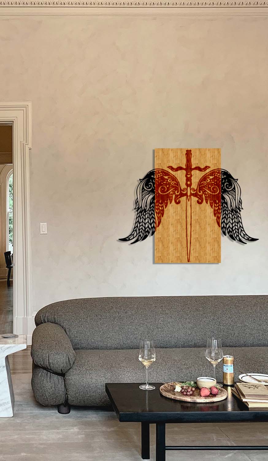 Melek Kanadı Ahşap Metal Duvar Tablosu Artroya